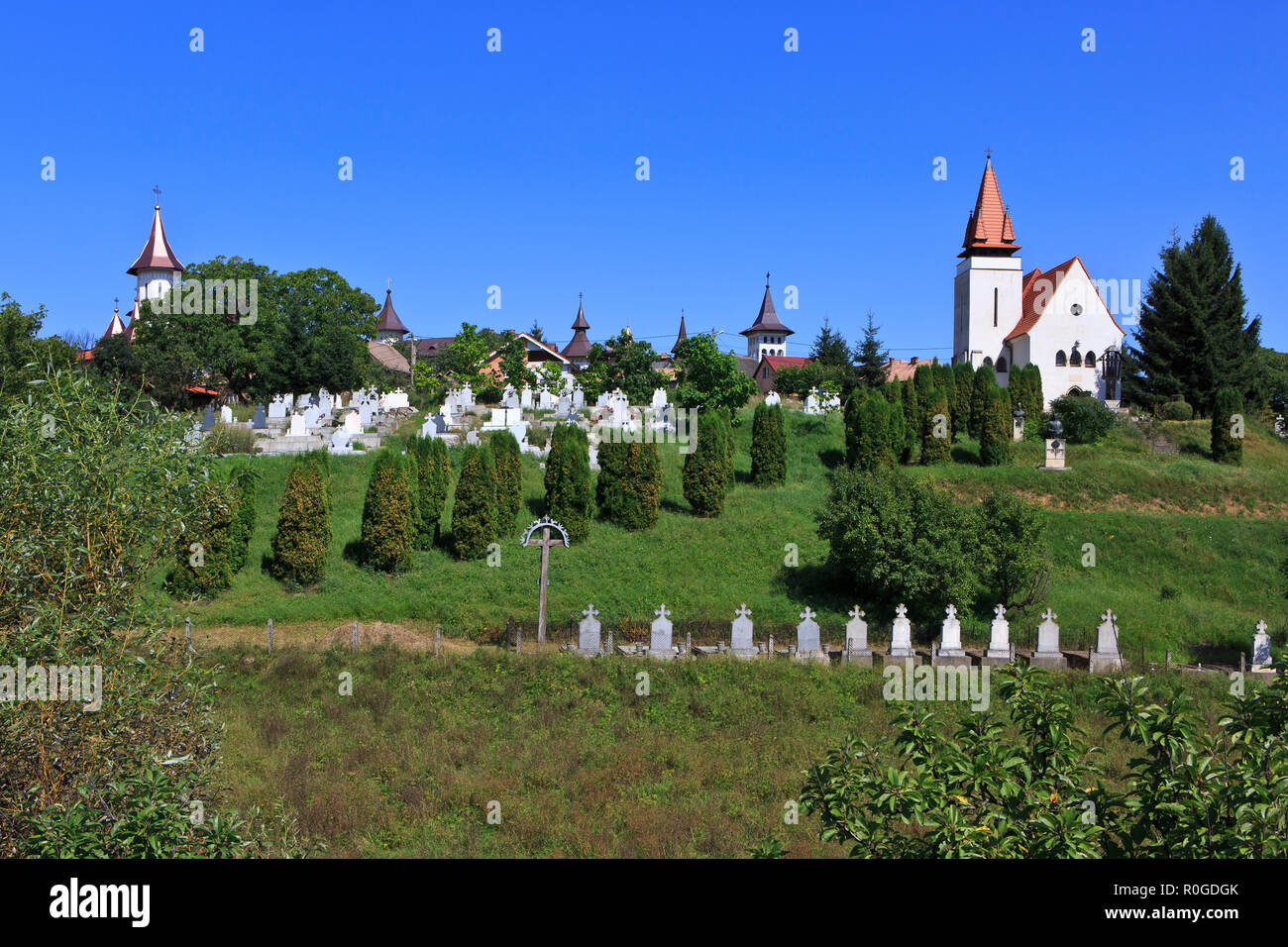 A traditional hillside Eastern Orthodox church on a beautiful summerday ...
