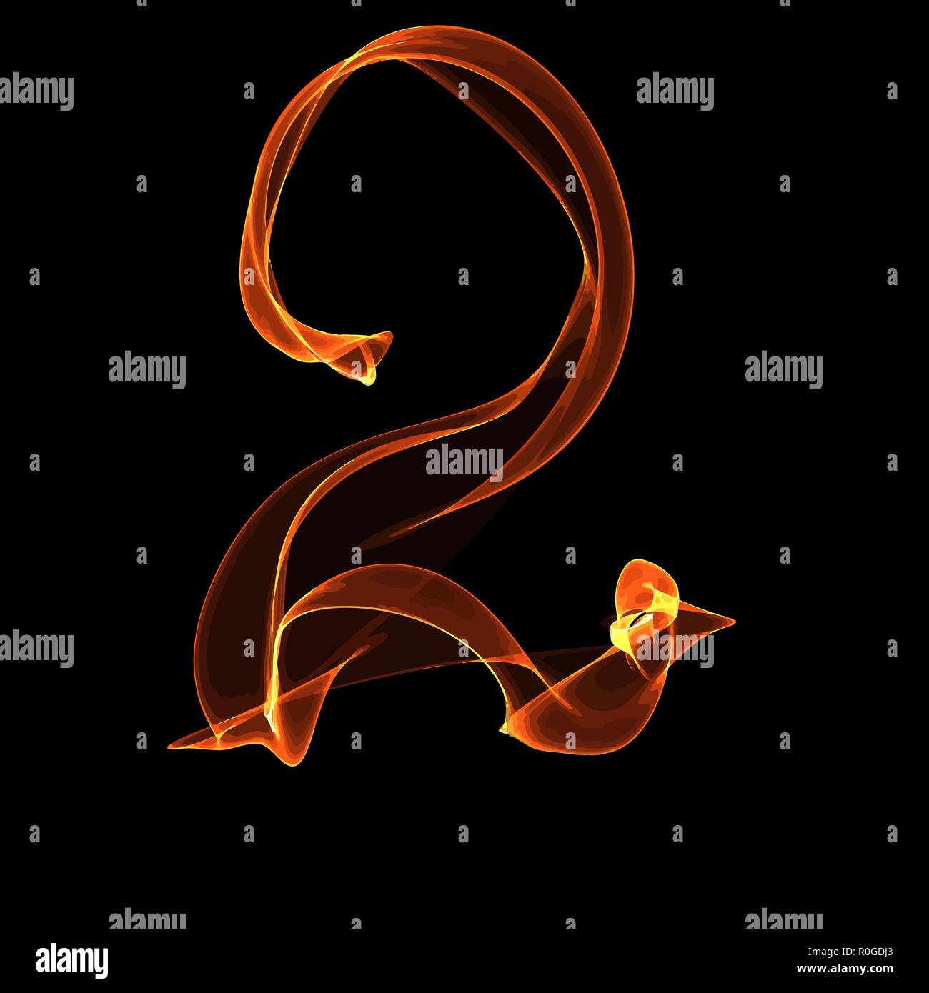 number 2 in fire illustration on black background Stock Vector Image ...