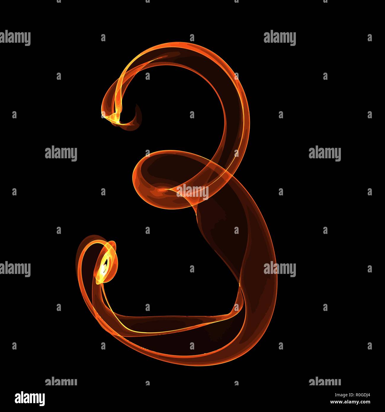 number 3 in fire illustration on black background Stock Vector Image ...
