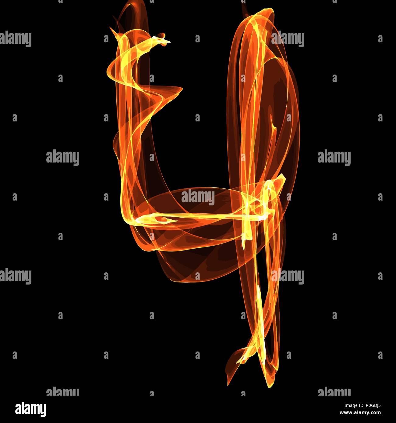 number 4 in fire illustration on black background Stock Vector Image ...