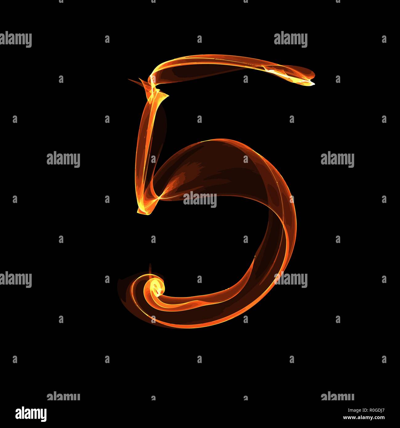 number 5 in fire illustration on black background Stock Vector Image ...