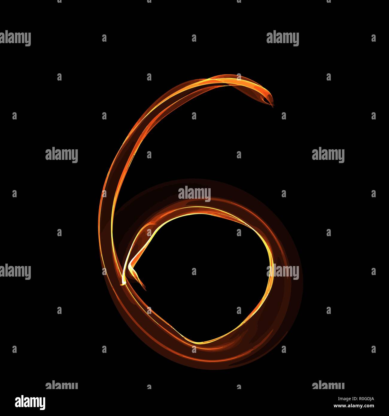 number 6 in fire illustration on black background Stock Vector Image ...
