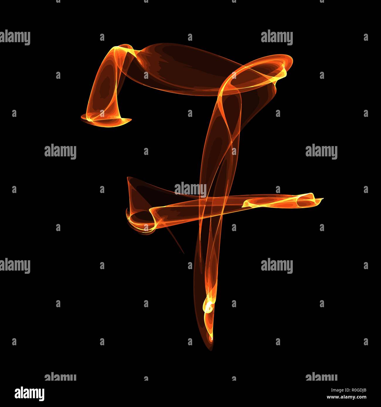 number 7 in fire illustration on black background Stock Vector Image ...
