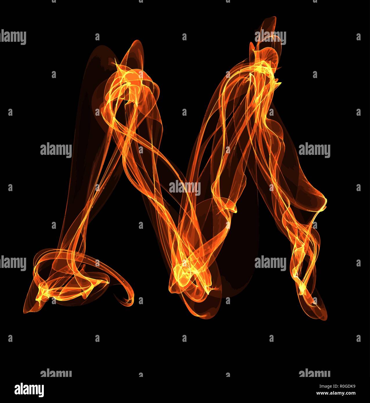 Fire ABC. M letter in fire illustration Stock Vector Image & Art - Alamy