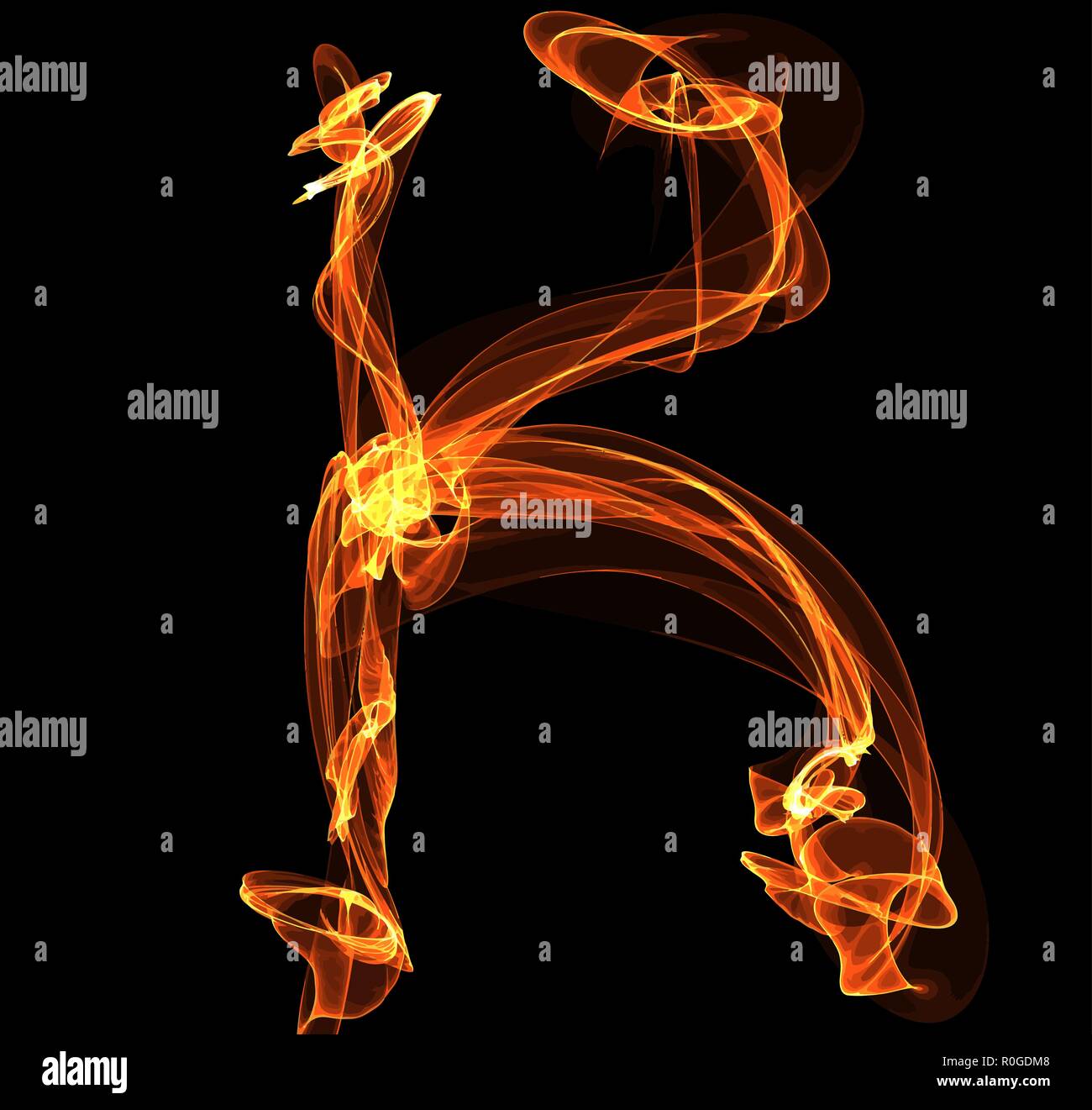 K letter in fire illustration Stock Vector Image & Art - Alamy