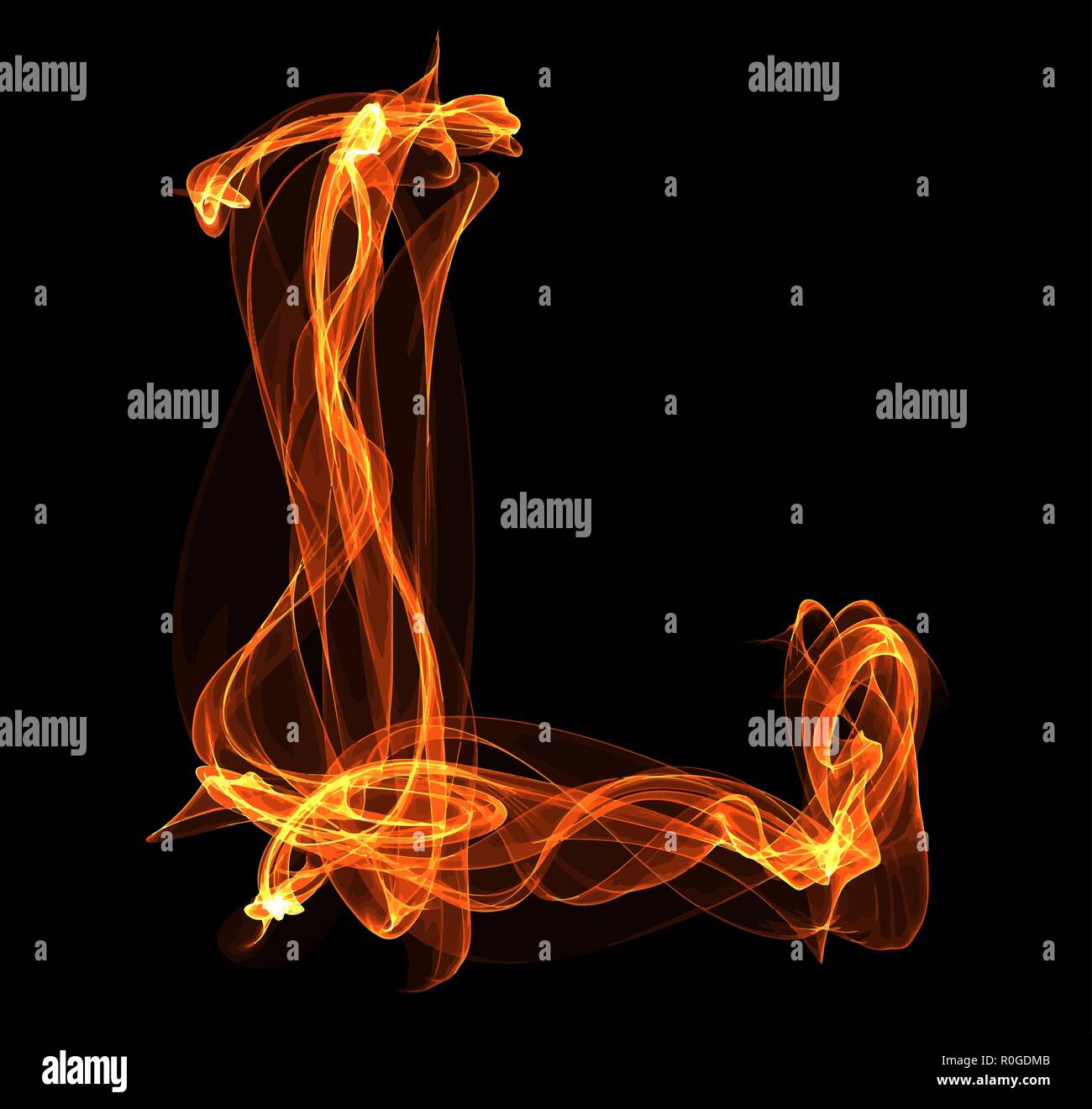 L letter in fire illustration on black background Stock Vector Image ...