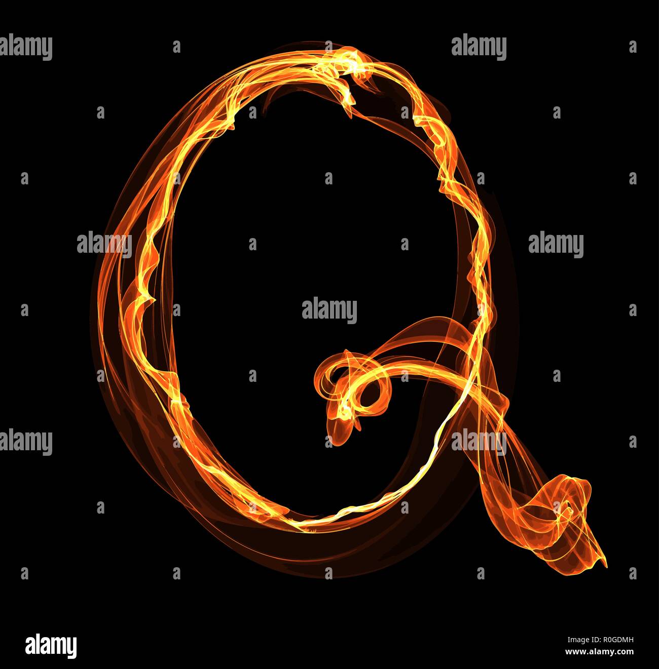 Q letter in fire illustration Stock Vector Image & Art - Alamy