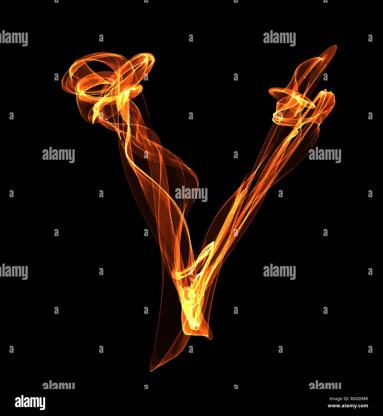 V letter in fire illustration Stock Vector Image & Art - Alamy