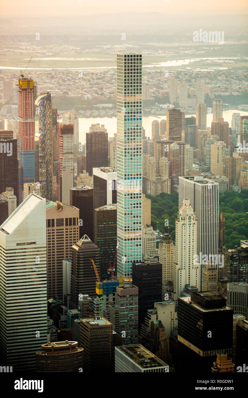 New York city buildings at sunset aerial view Stock Photo - Alamy