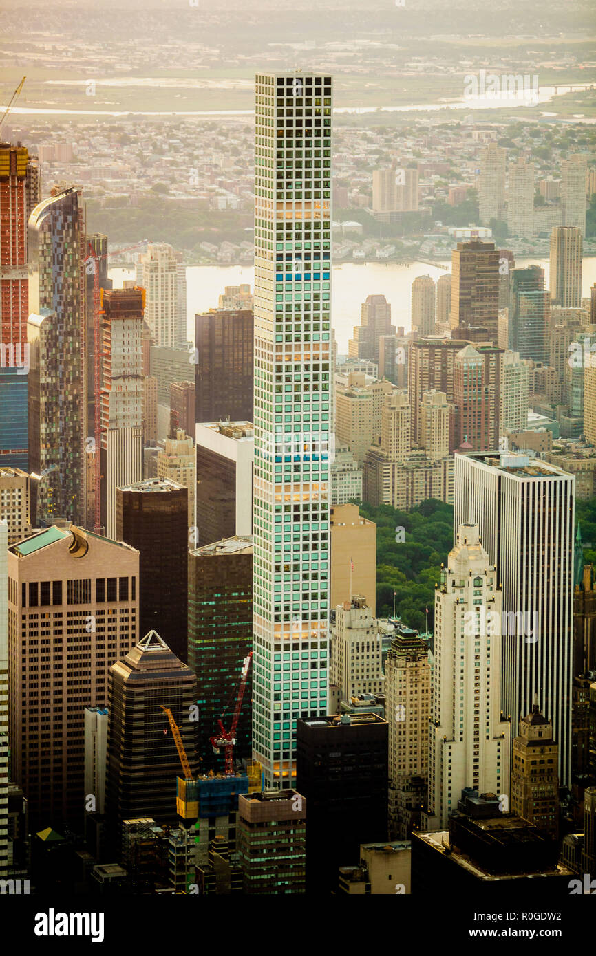 New York city buildings at sunset aerial view Stock Photo - Alamy