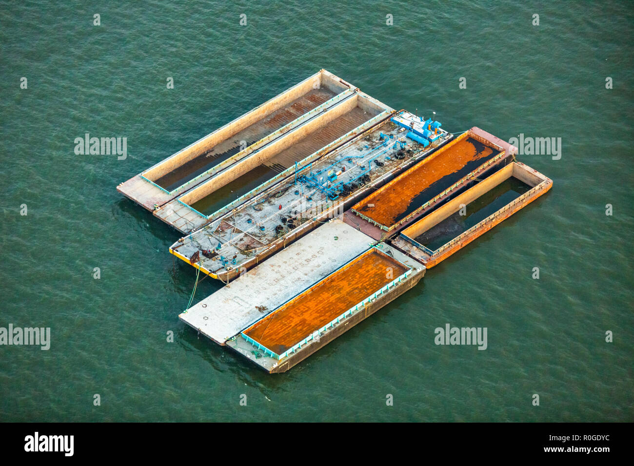 Sea barge with sand after harvesting ready for transportation Stock ...