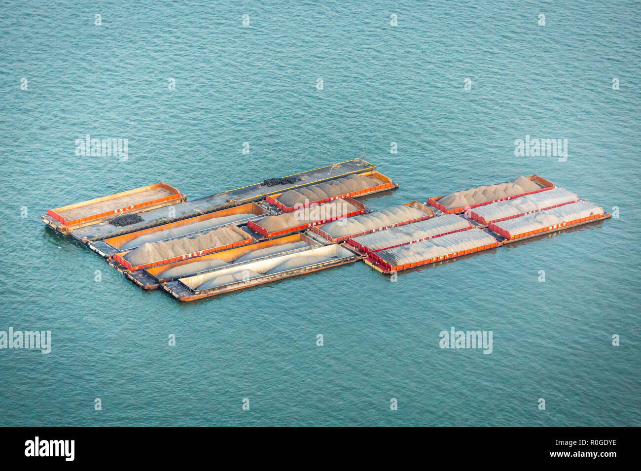Sea barge with sand after harvesting ready for transportation Stock ...