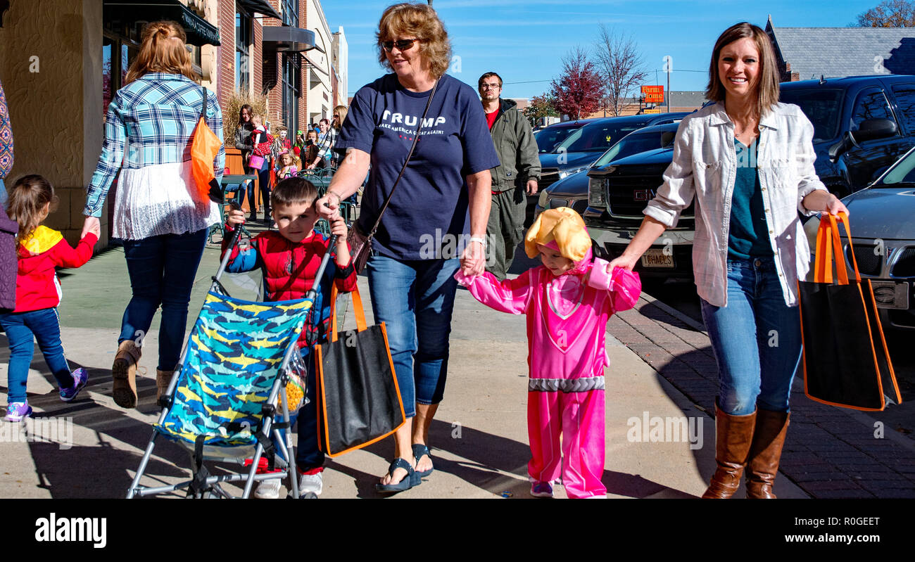 Emporia, Kansas, USA, October 27, 2018 Children dressed in Halloween ...