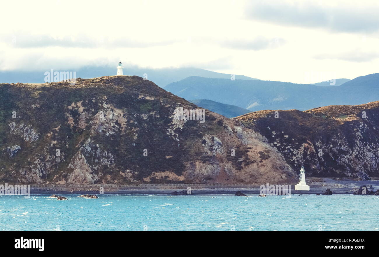 Lighthouses at Pencarrow Head in the Wellington Region of New Zealand ...