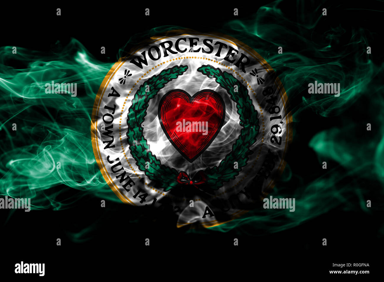Worcester city smoke flag, Massachusetts State, United States Of ...