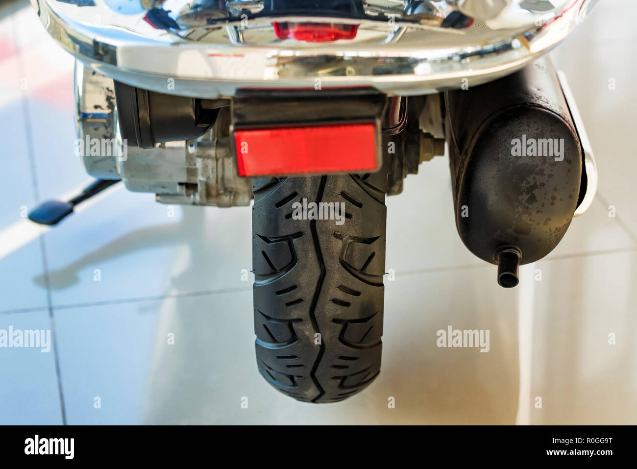 Close up back wheel of modern motorbike Stock Photo - Alamy