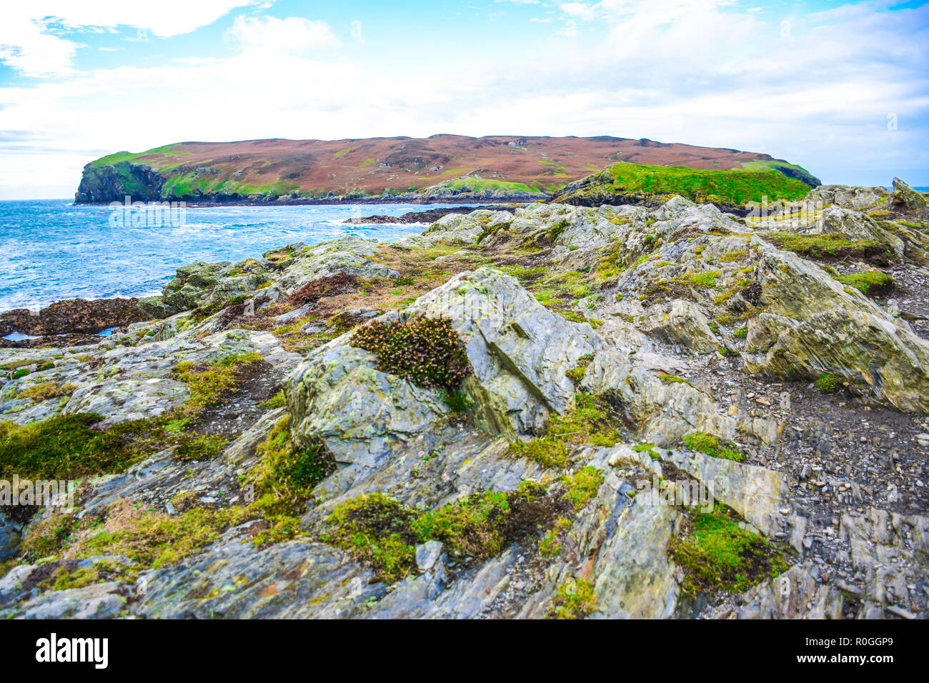 Beautiful landscape of Calf Sound in the Isle of Man, a very famous ...