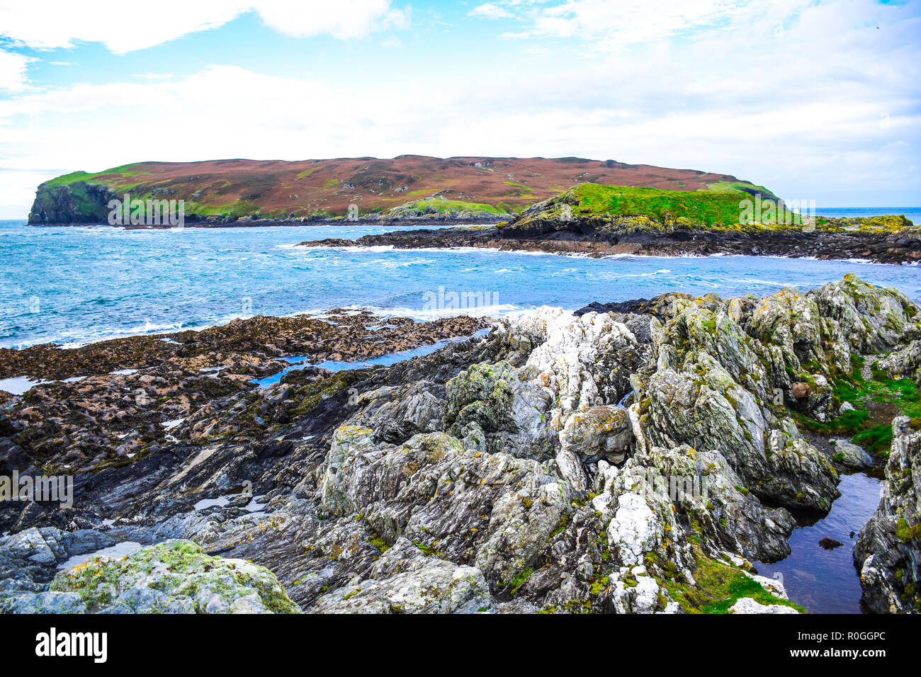 Beautiful landscape of Calf Sound in the Isle of Man, a very famous ...