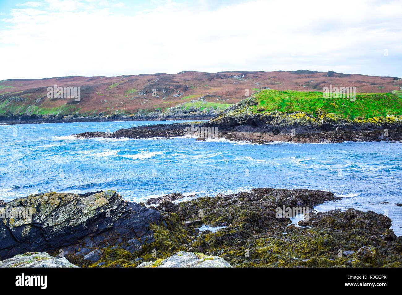 Beautiful landscape of Calf Sound in the Isle of Man, a very famous ...