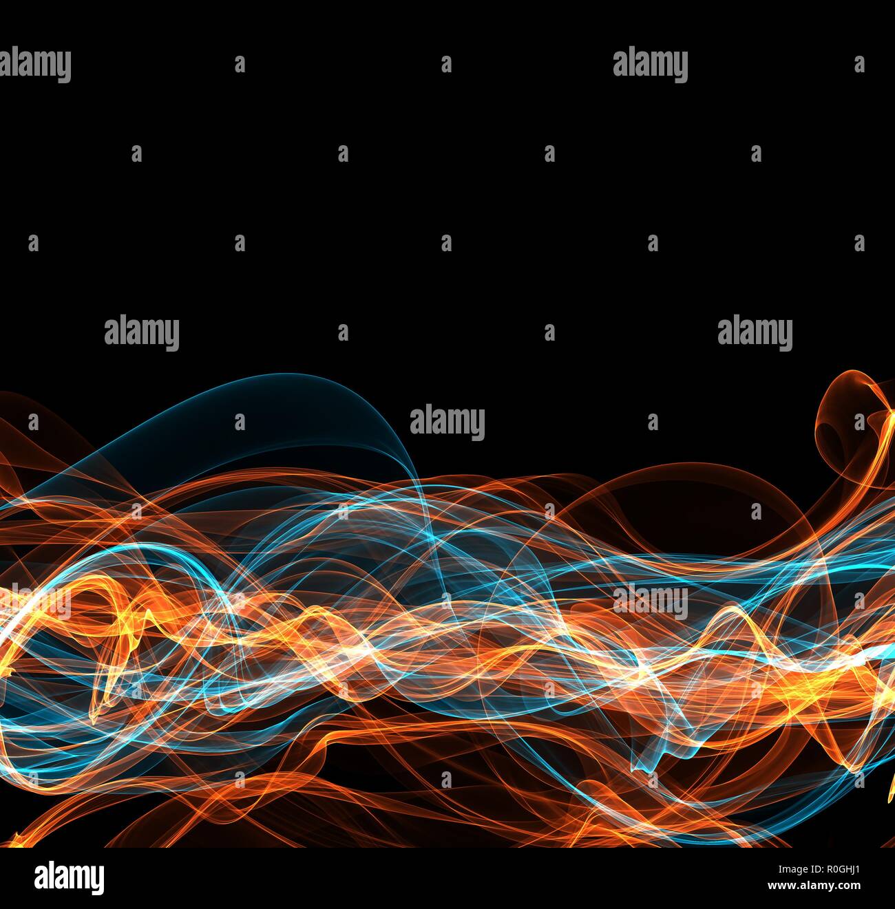 Blue and yellow mixed lines - abstract fire frame with copyspace Stock ...