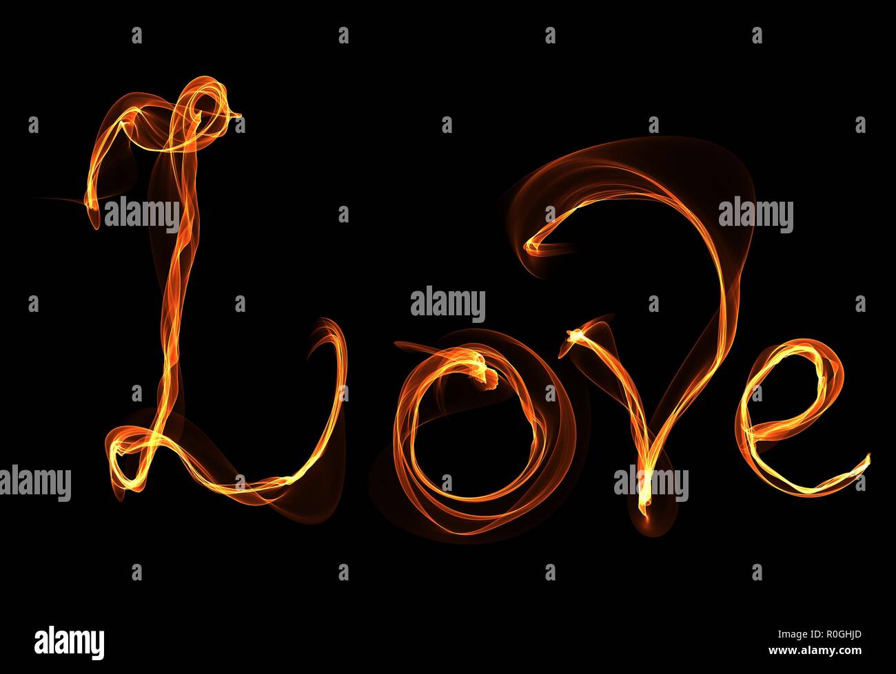 Word love in fire illustration Stock Photo - Alamy