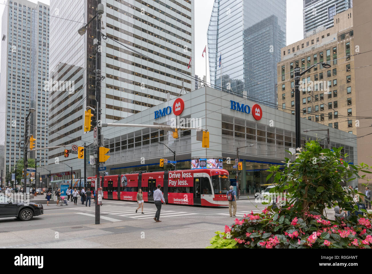 Busy Downtown Toronto with People, Tram and Cars Stock Photo - Alamy