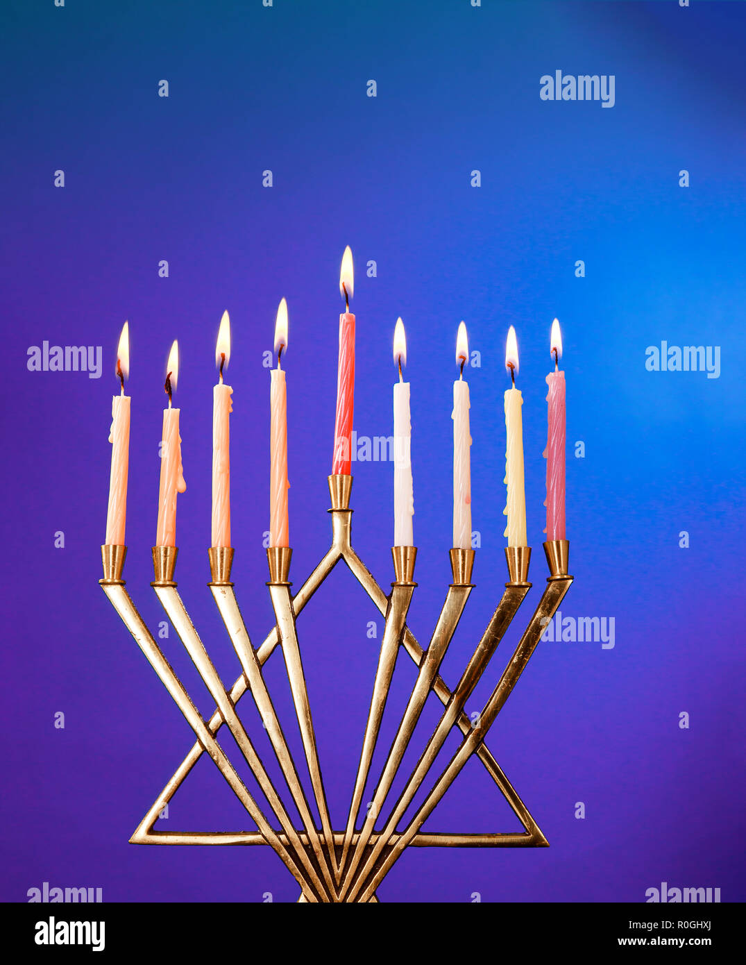 Menora with a flame hi-res stock photography and images - Alamy