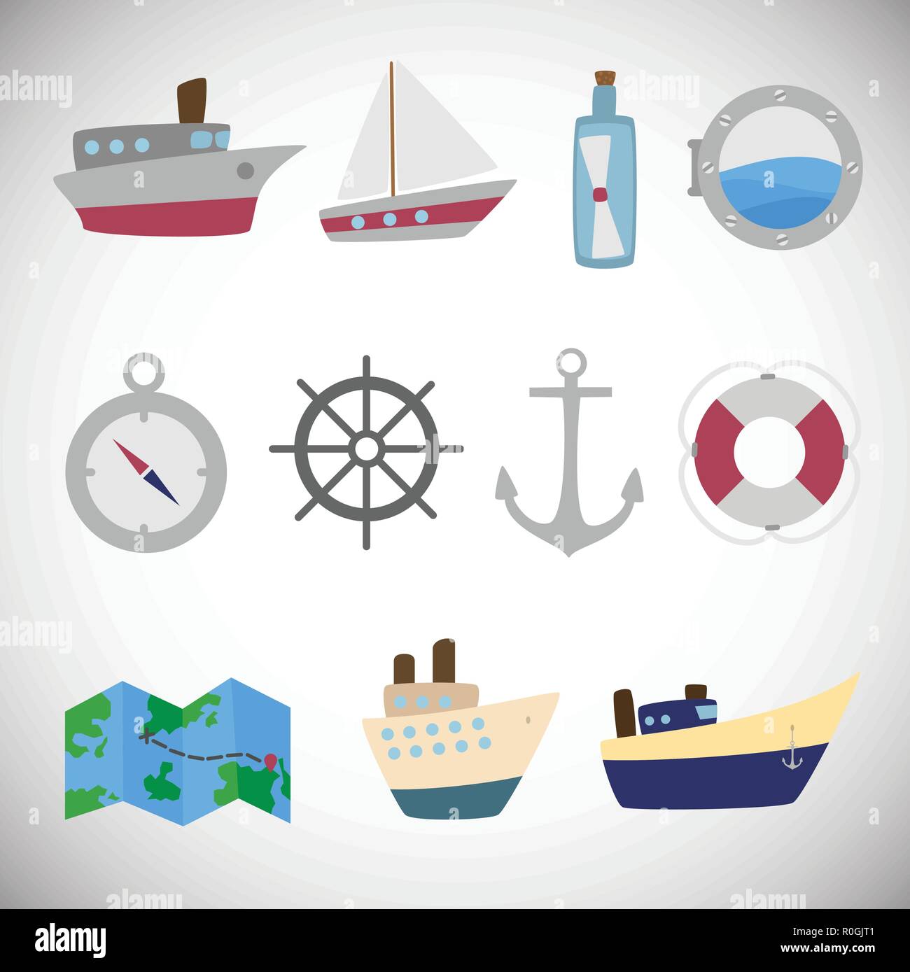 Sea transportation set on white background icons Stock Vector Image ...
