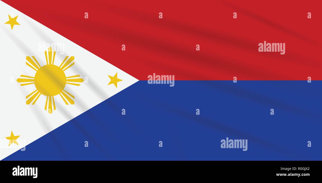 Flag Philippines - war time swaying in wind, realistic vector Stock ...