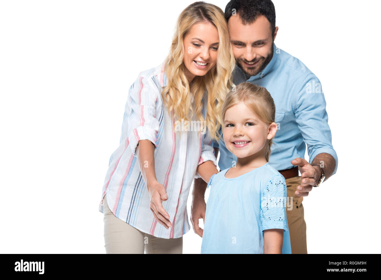 happy parents with kid isolated on white Stock Photo - Alamy