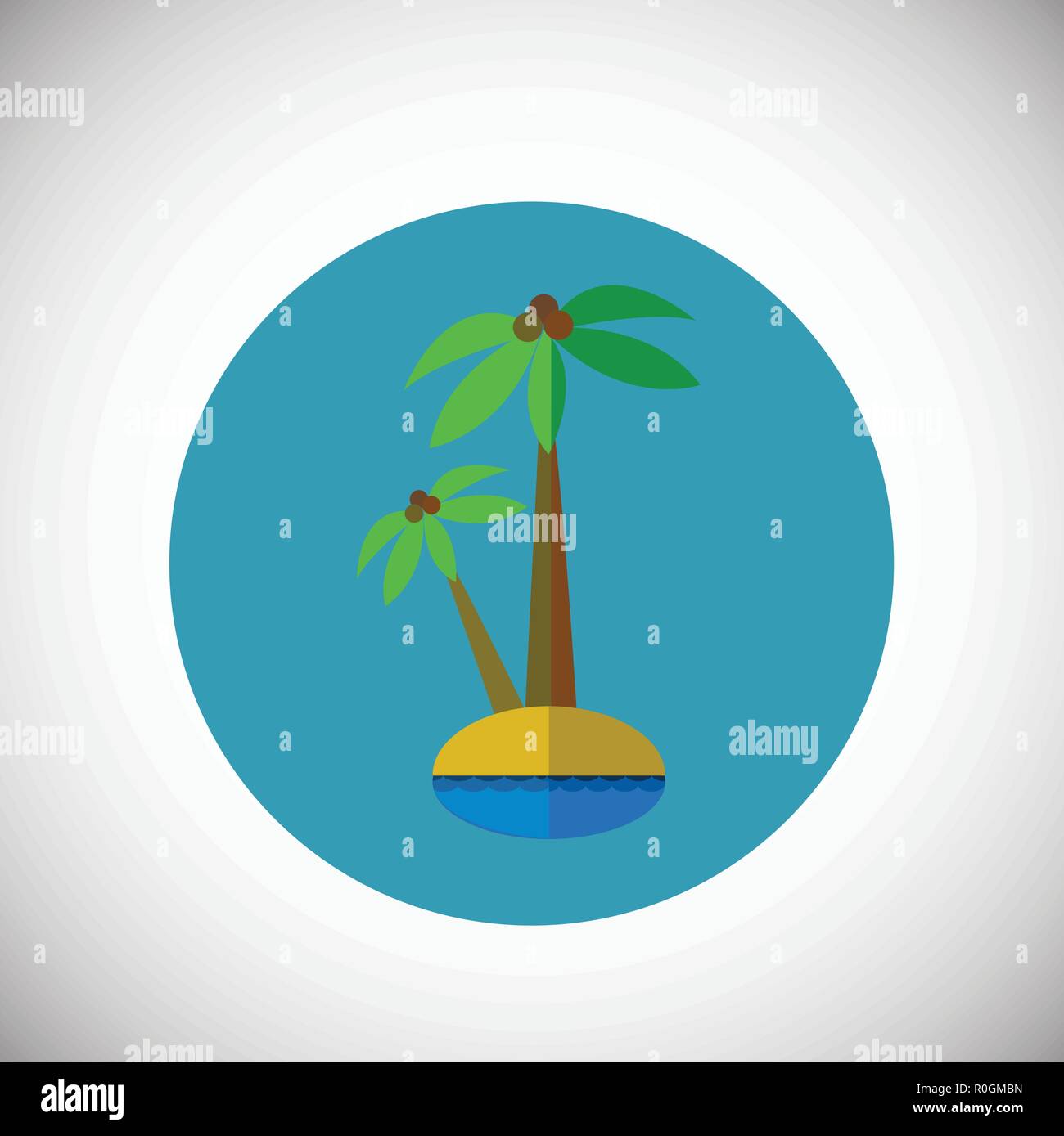 Palm tree on island on flat background icon Stock Vector Image & Art ...