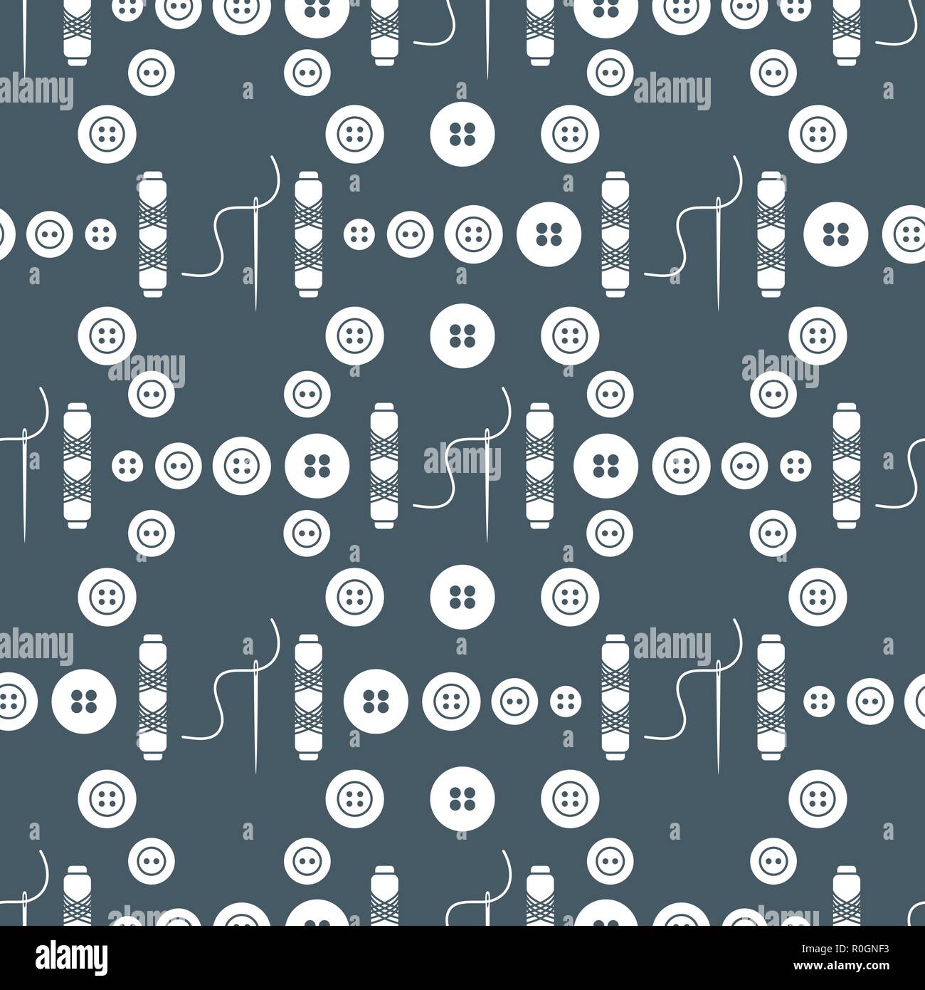 Seamless pattern with needles, buttons, threads. Sewing and needlework ...
