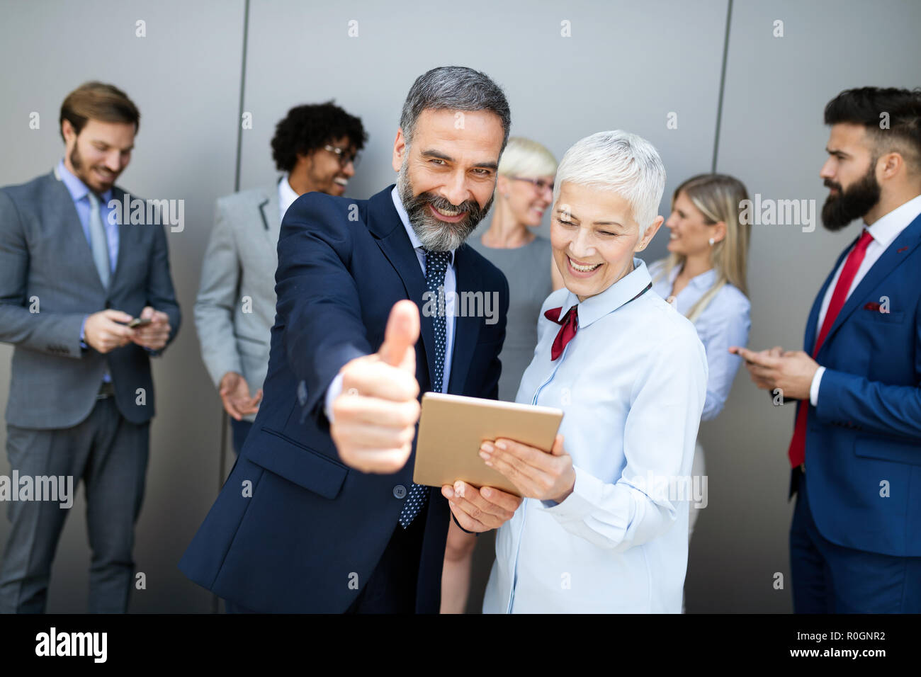 Business people meeting corporate digital device connection concept ...