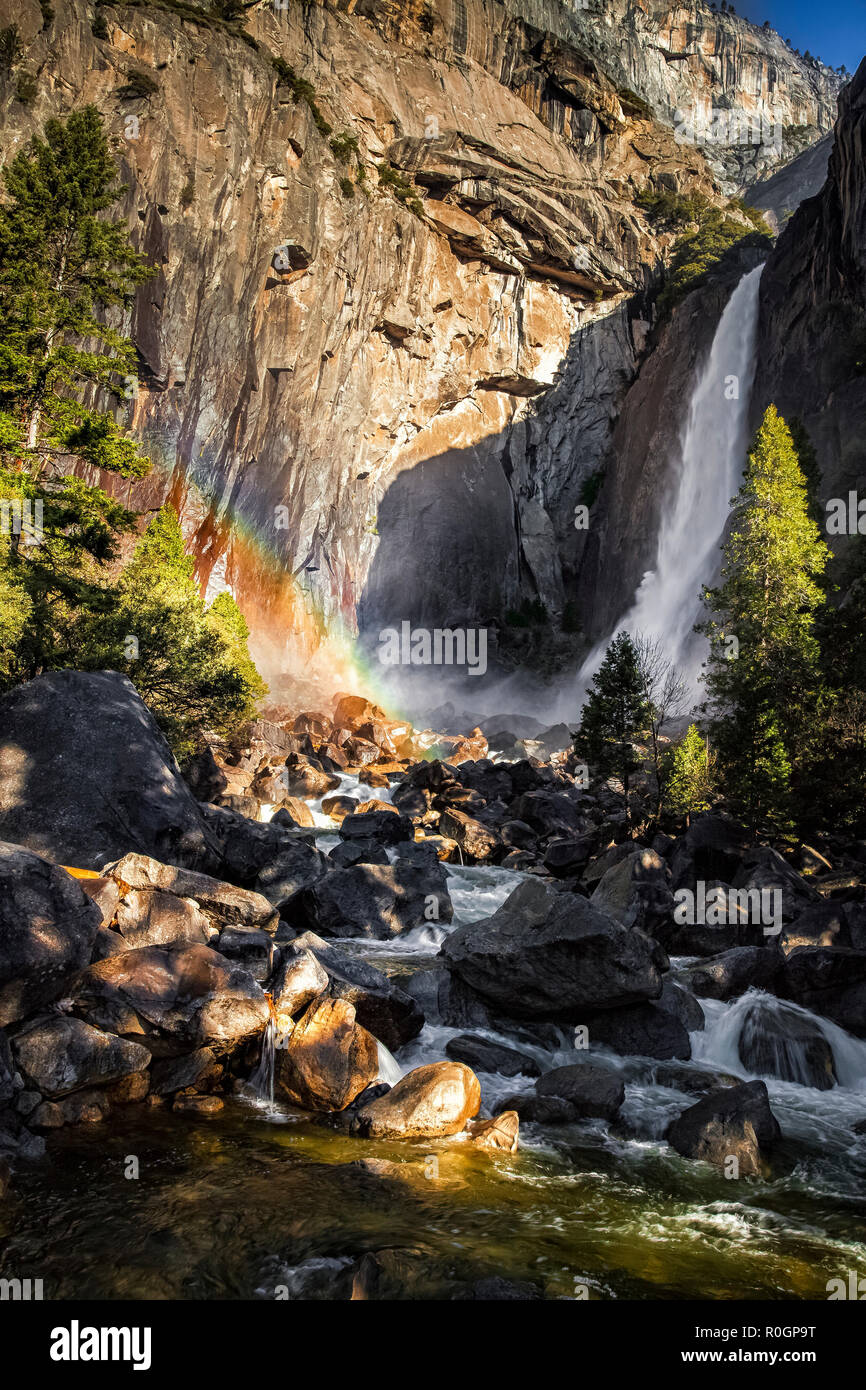 Rainbow by Lower Yosemite Falls Stock Photo - Alamy