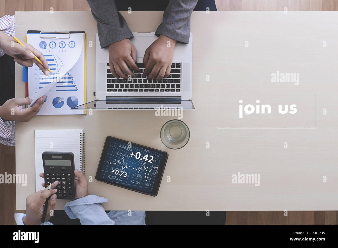 join us concept Businessman working at office JOIN OUR TEAM Stock Photo ...