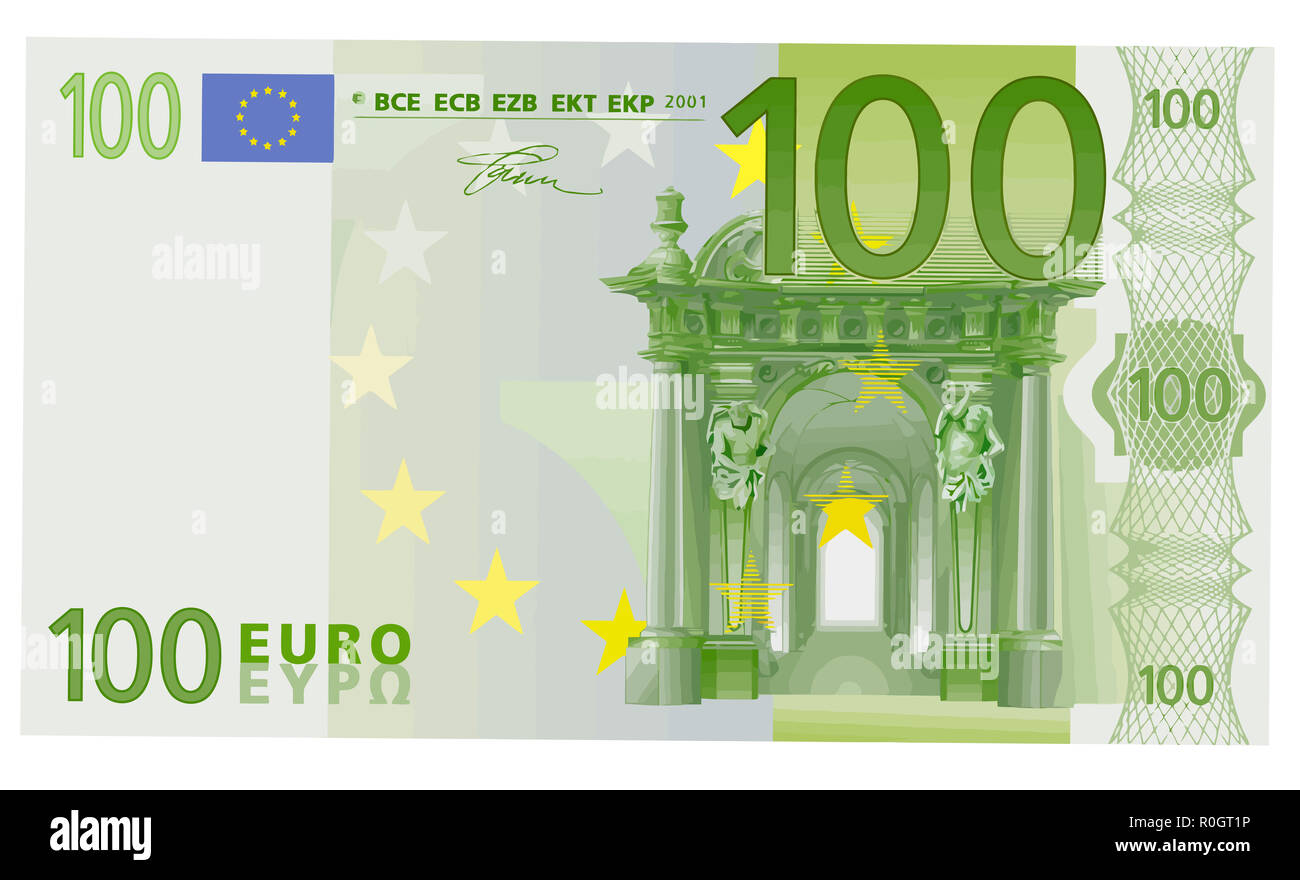 euro bill cash currency hundred note illustration Stock Photo - Alamy