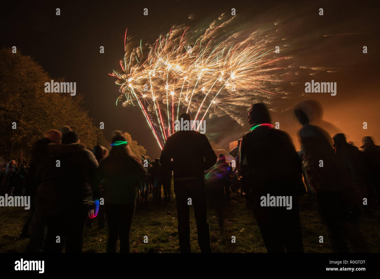 fireworks display in rain and wind - UK Stock Photo - Alamy