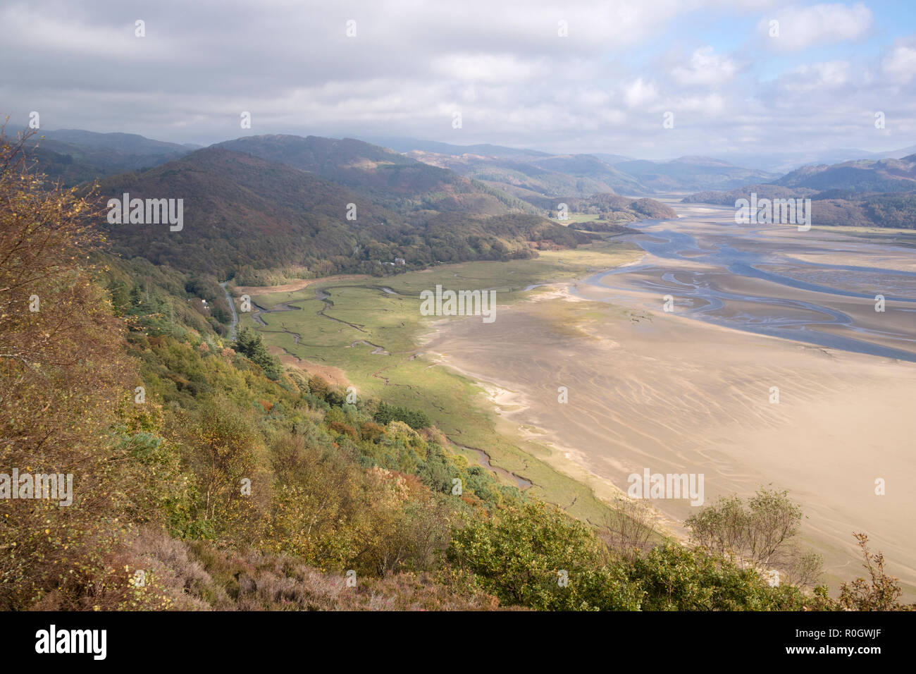 Autumn looking down the Mawddach Estuary, Snowdonia National Park ...