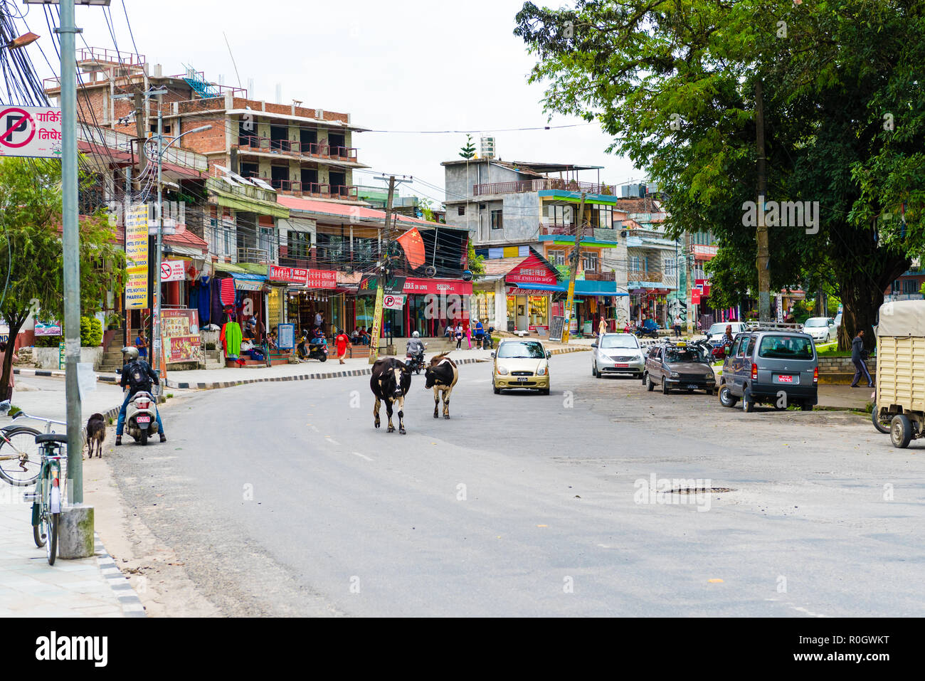 Pokhara, Nepal - July 31, 2018 : Street view in Pokhara town, Nepal ...