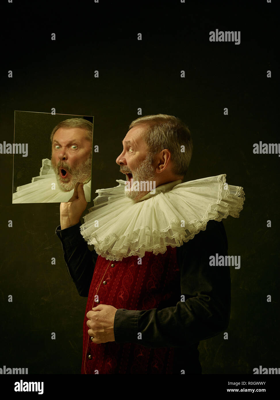 Official portrait of historical governor from the golden age with ...
