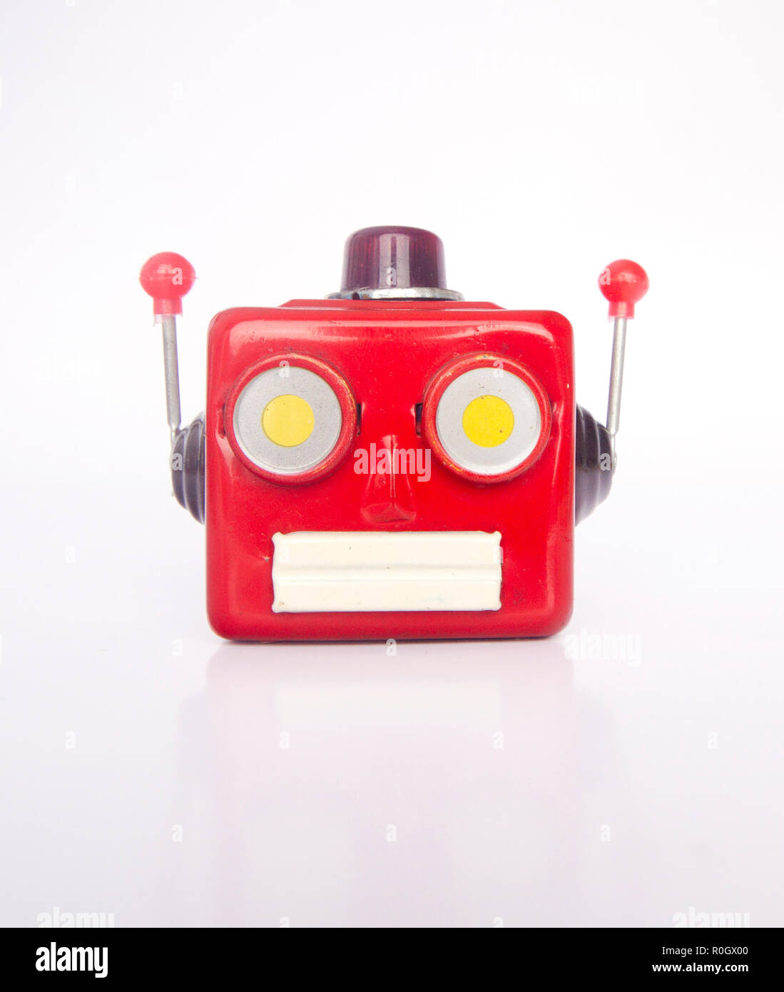 little red robot head isolated on white Stock Photo - Alamy