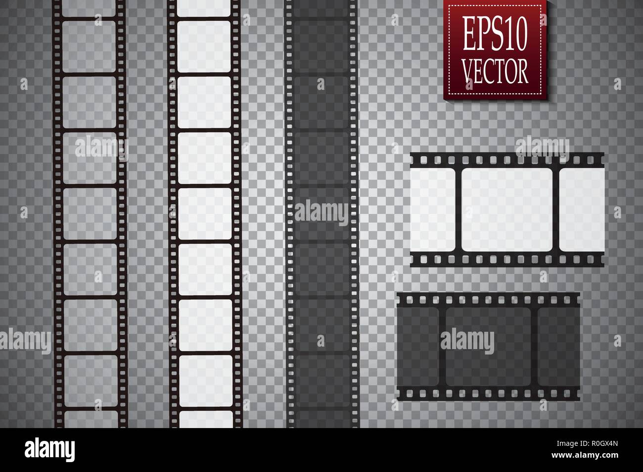 Set of vector film strip isolated on transparent background Stock ...