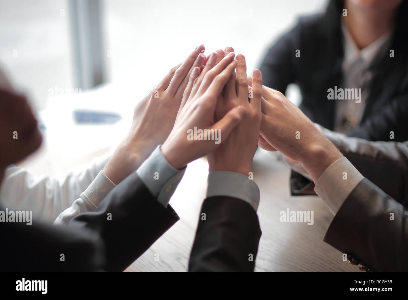 close up. the business team shows unity and their success Stock Photo ...