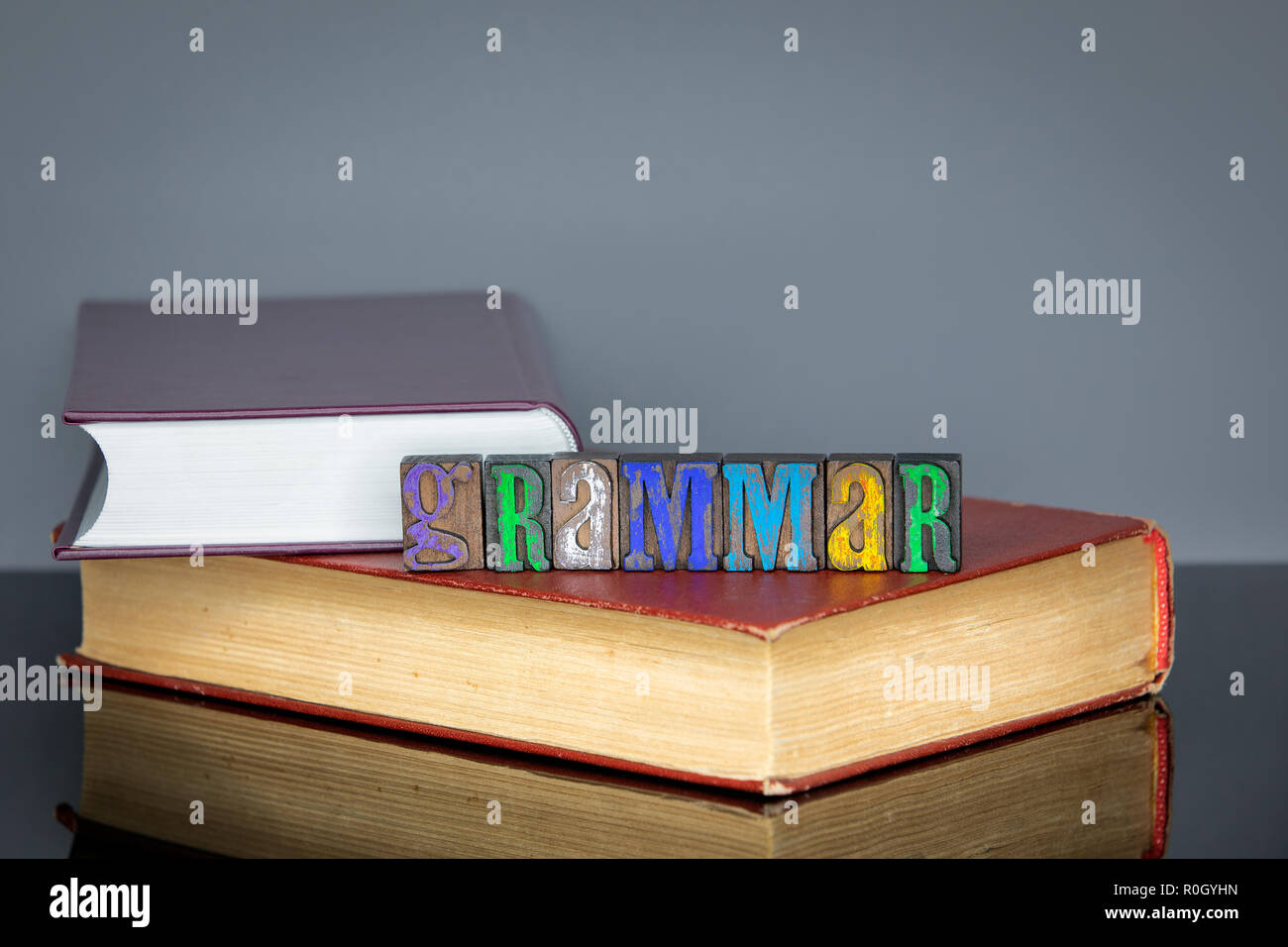 Grammar word from colored wooden letters on gray background Stock Photo ...