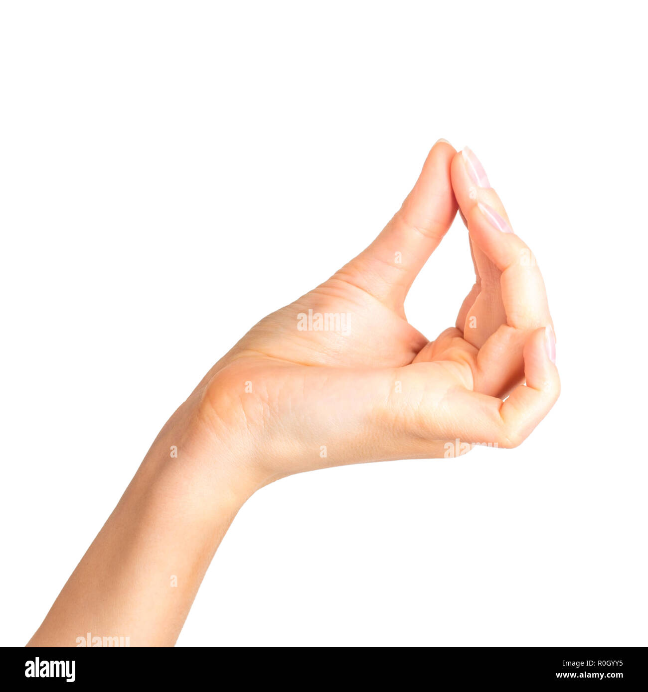Woman hand showing picking up pose or holding Stock Photo - Alamy
