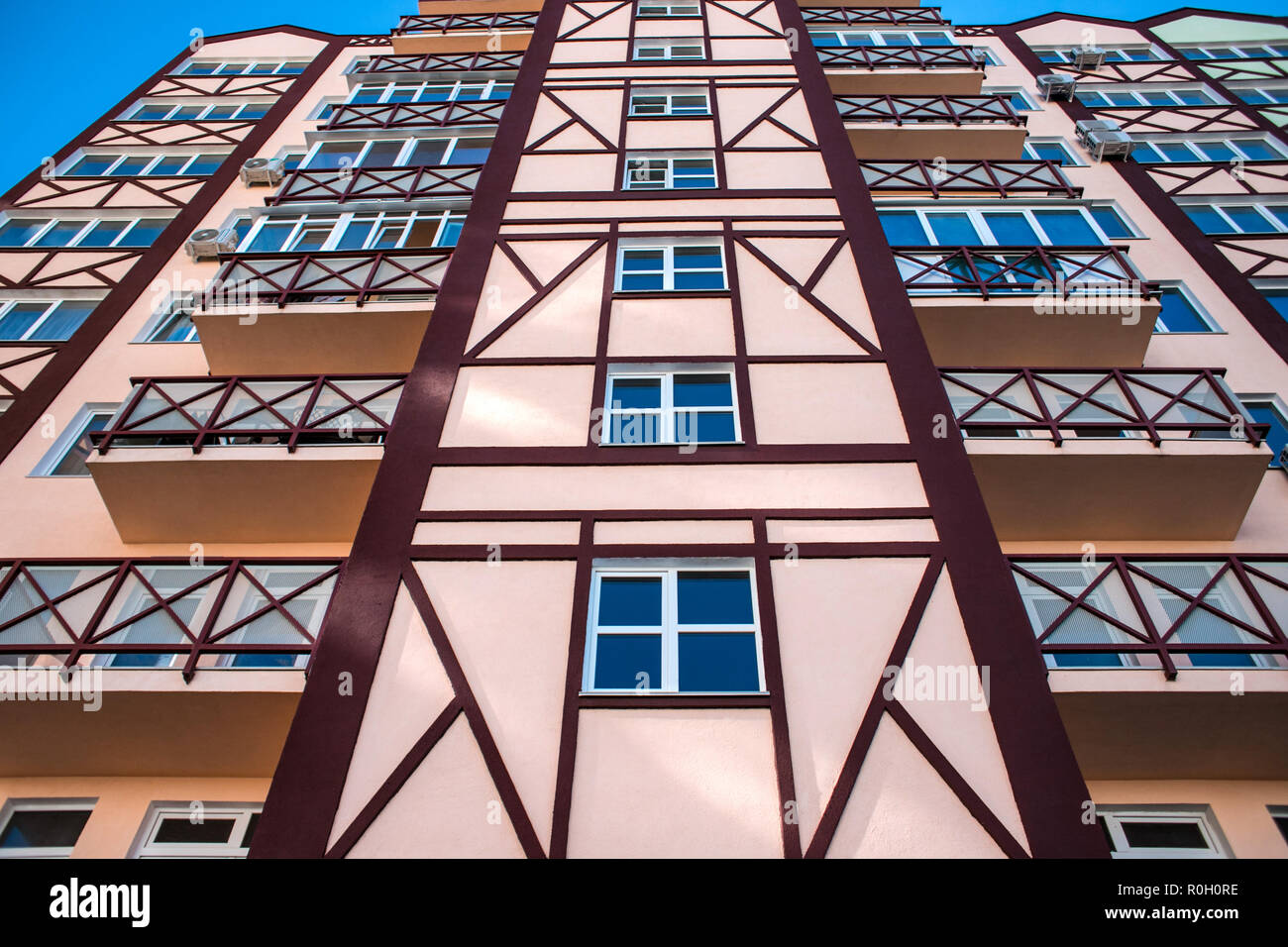 Modern architecture apartment's wall facade with windows Stock Photo ...