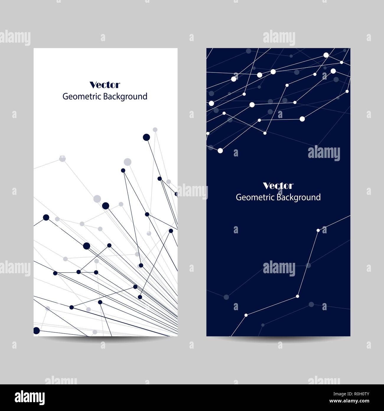 Set of vertical banners. Geometric pattern with connected lines and ...