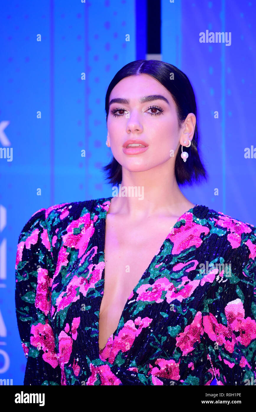 Dua Lipa attending the MTV Europe Music Awards 2018 held at the Bilbao ...