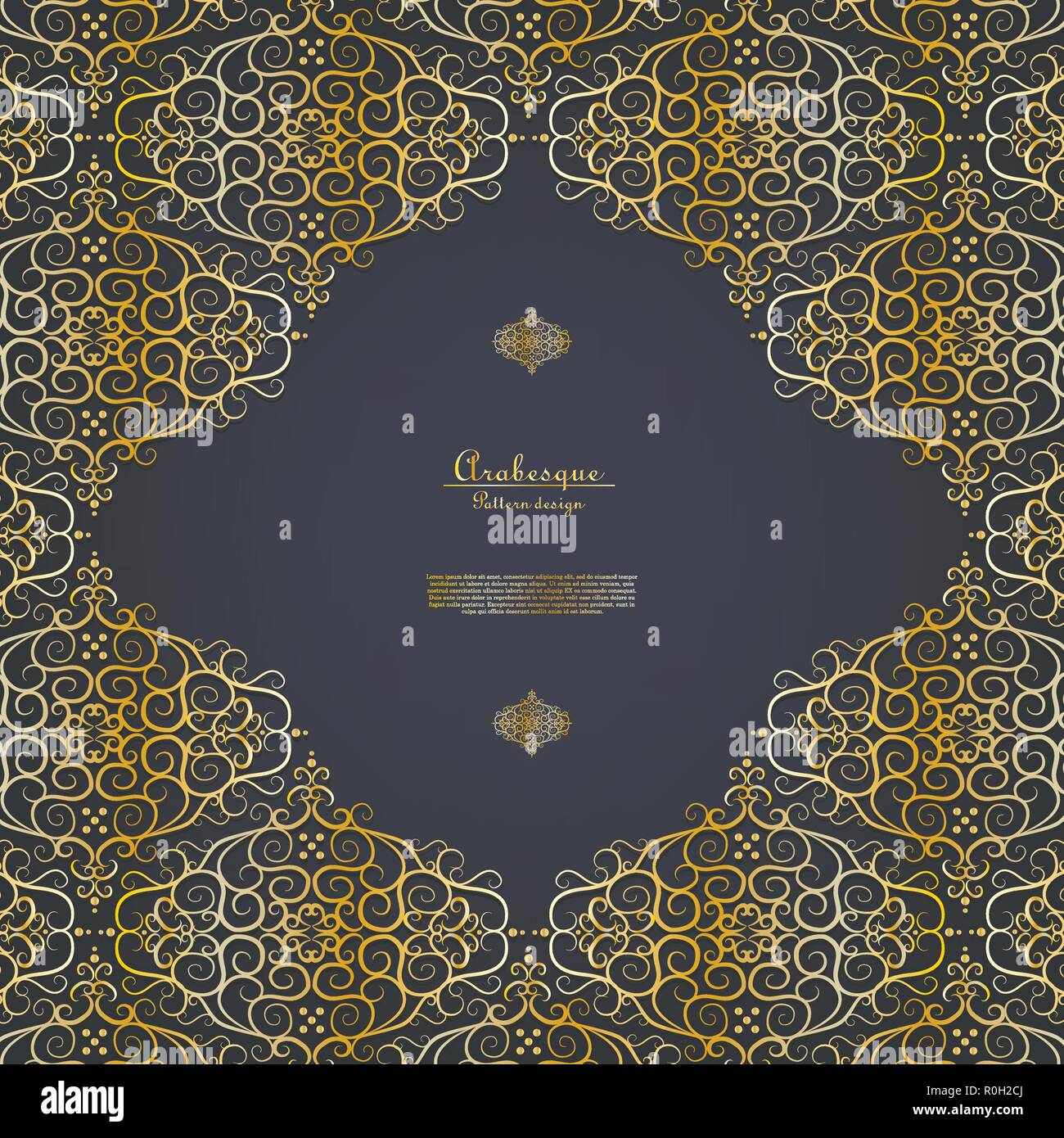 Arabesque blue element gold flower background template vector design ...