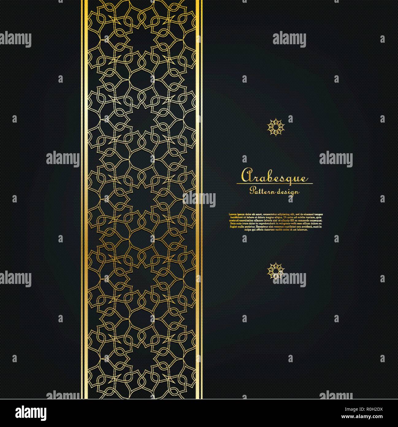 Arabesque islamic classic gold background border vector design Stock ...
